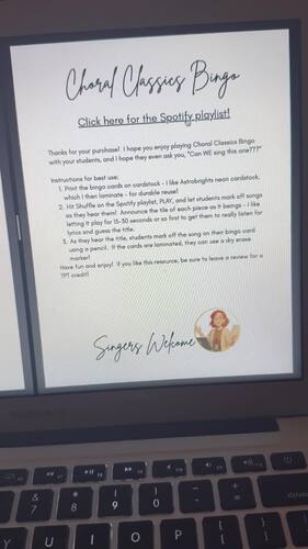 Choral Classics Bingo Game by Singers Welcome | TPT