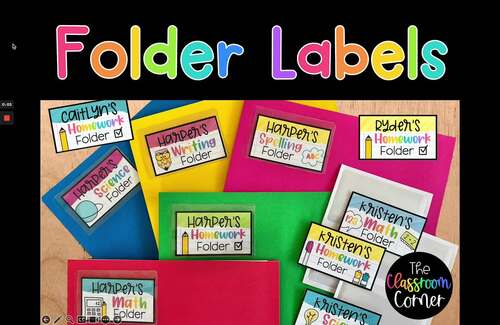 Editable Folder Labels by The Classroom Corner | TPT