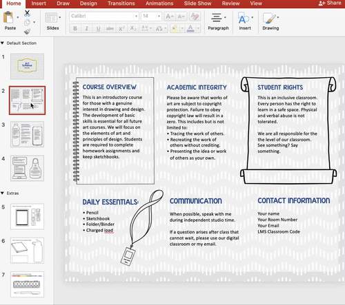 Digital Course Syllabus. 100% Editable. Art syllabus sample text included.