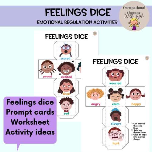 Feelings and emotions dice activity by Occupational Therapy with Soph