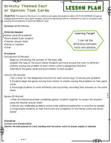 Grinch Fact or Opinion Game | Christmas ELA Task Cards | 24 Stations ...