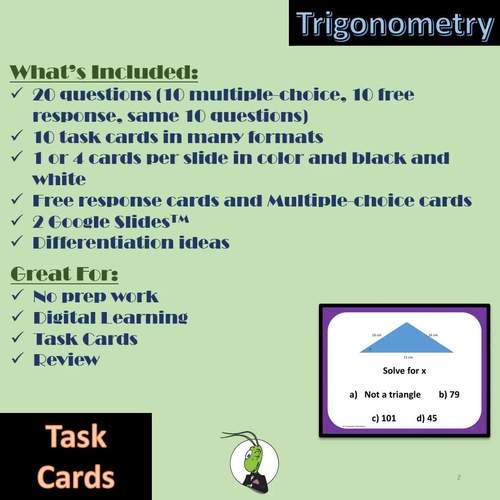 Solve Law of Sines, Law of Cosines, Right Trigonometry Task Cards Geometry