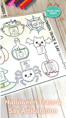 Halloween Trace And Say Speech Articulation Activity by Talking Mama Bears