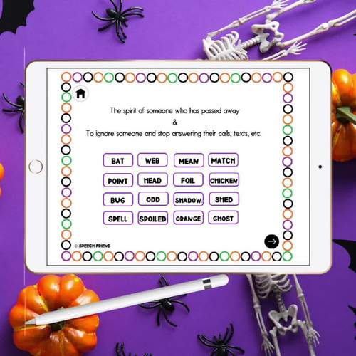Halloween Multiple Meaning Words Boom Cards ©SPEECH FRIEND by Speech Friend