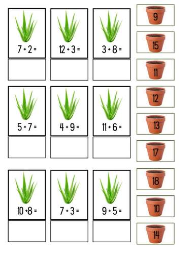 Spring Math Task Cards | Single Digit Addition to 20 | Printable Math ...