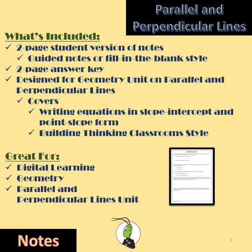 Equations of Lines Geometry Guided Notes Parallel and Perpendicular