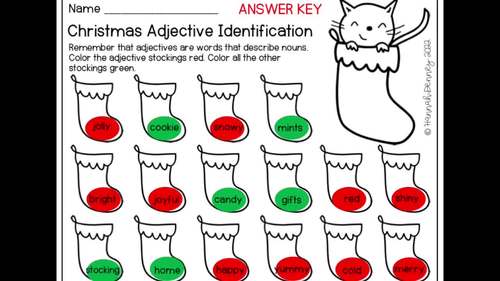 Christmas Adjectives | Christmas Grammar | Christmas Language Arts ...