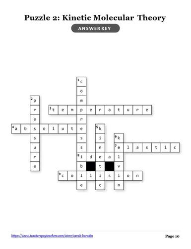 High School Science Chemistry States of Matter & Gas Laws Crossword ...