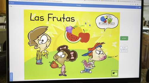 "LAS FRUTAS" (Learn FRUIT with Spanish Boom Cards with Animations & Audio!)