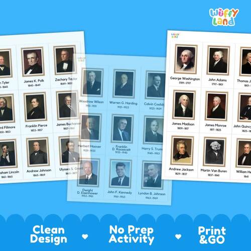 U.S. Presidents Flashcards | American History Timeline Cards with Portraits