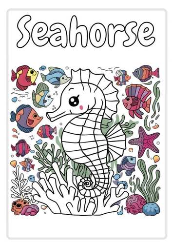 Best Pintable Sea Animal Seahorse coloring page,kids,cute,Printable ...