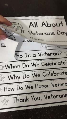 Veterans Day Flip Book Activity | Coloring, Writing & Reading (K-3 ...
