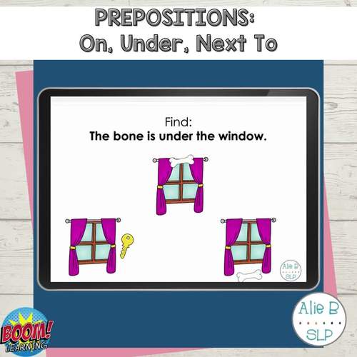 PREPOSITIONS - On, Under, Next To BOOM Cards™ | Speech Therapy by Alie ...