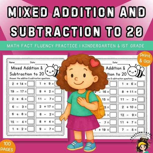 Mixed Addition and Subtraction to 20 Worksheets | 1st Grade Math Facts