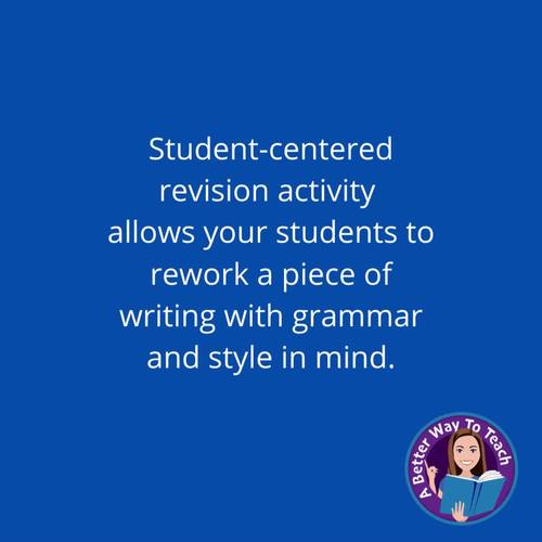 Writing Revision Activity With Verbs, Adjectives, Adverbs, and Sentence ...