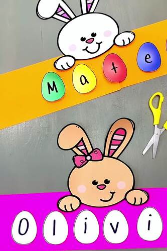 Easter Bunny Headband Name Writing Craft by Create 25 Printables