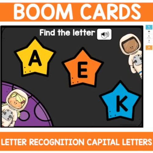 Letter Recognition Capital Letters BOOM CARDS Distance Learning RF.K.1.D