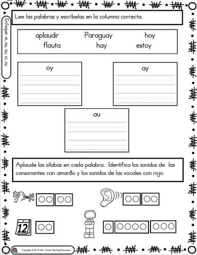Fonética en español Set #16: Diptongos ai, ay, oi, oy, au by mrscortes