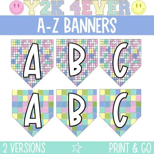 A-Z Banners Bulletin Board Letters / Retro Groovy Classroom Decor ...