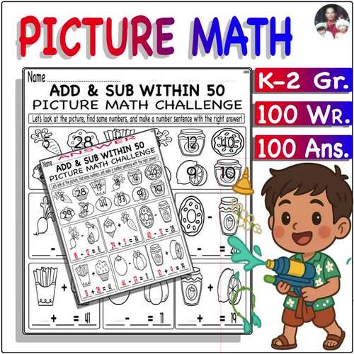 Picture Math mixed addition and subtraction Within 50 - Practice Happy ...