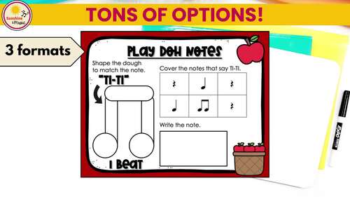 Music Centers - Rhythm Play Doh Mat - Quarter, Eighth, Rest - Ta/Ti-ti