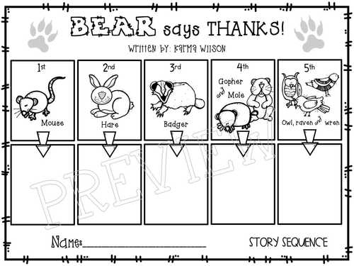bear says thanks coloring page printable