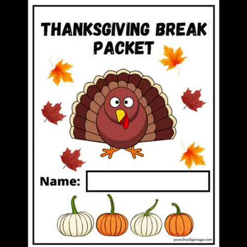 Thanksgiving break packet by Preschool Garage | TPT