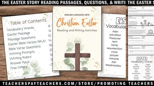 Religious Easter Reading Comprehension Passages Writing Prompts Sunday ...