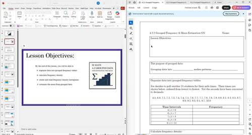 IB Math 4.2.2 Grouped Data Frequency Density Lesson Guided Notes HW KEY