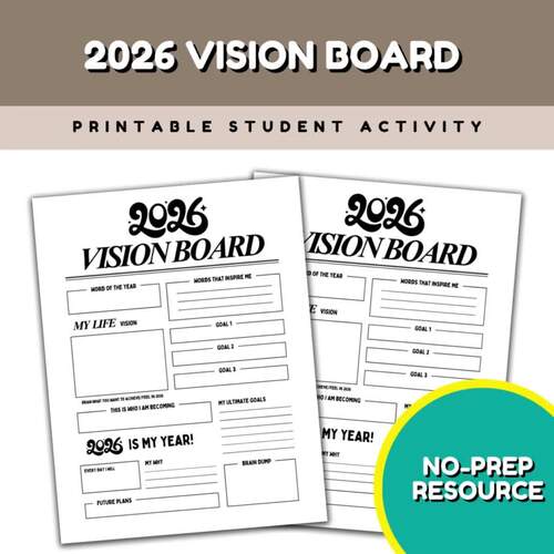 2026 Vision Board Template, New Years Resolution, Goal Setting for ...