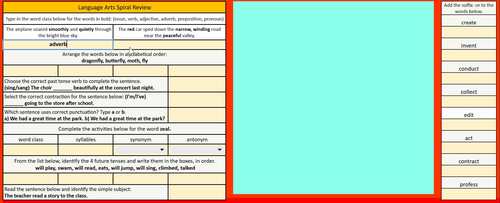 NO PREP - Spiral Language Art Review Happy as a Pig in Mud | TPT