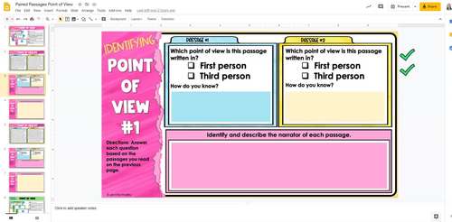 Digital Activities - Paired Point of View Practice for Google Slides™