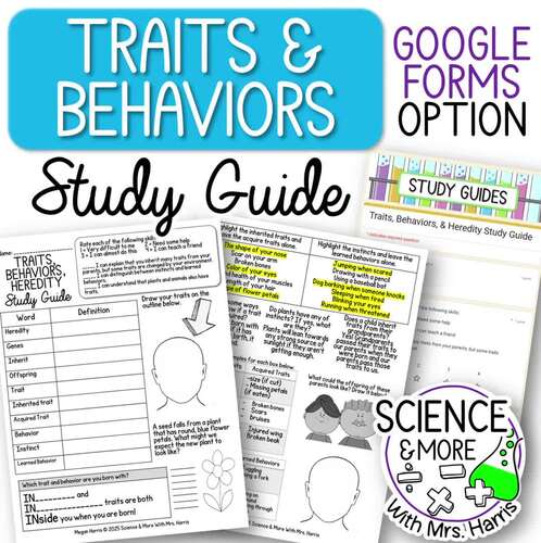 Traits and Behaviors Review & Study Guide (Print & Digital) | TPT