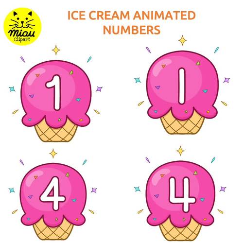 Ice Cream Numbers Clipart | Summer | Animated Gif by Miau clipart