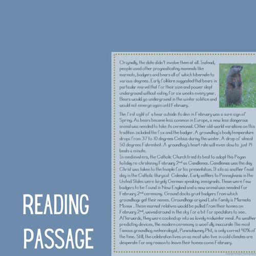 Groundhog's Day Reading Comprehension-Author's Purpose-Writing | TPT