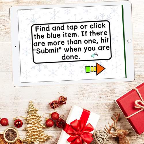 Find the BLUE Color Recognition | BOOM CARDS with audio | Christmas