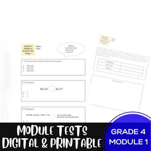 Special Ed Engage NY {Eureka} Math Grade 4 Modified Module 1 Test Back ...