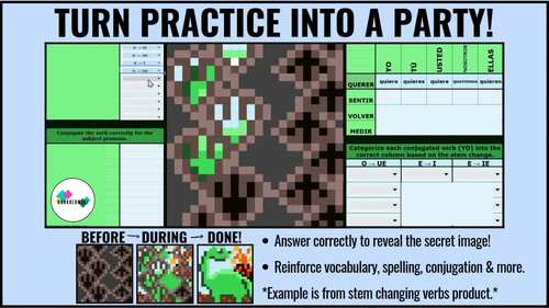 Spanish 1 Verbs Bundle | Digital Mystery Pictures | No Prep | Self-Grading