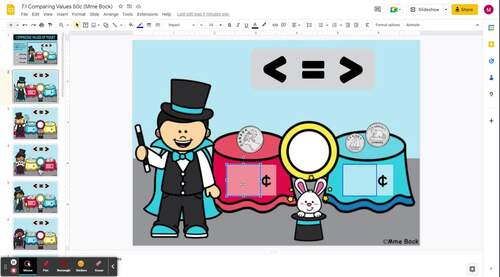 CND MONEY: Comparing Values (up to 50¢): Google Slides™ by GroovyGarden