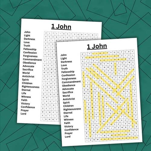 1 John Bible Activities | Word Search Crossword Word Jumble by ...
