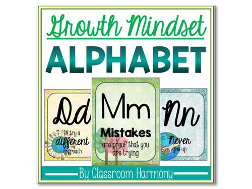Editable Growth Mindset Alphabet Posters | Print & Cursive | Peace ...