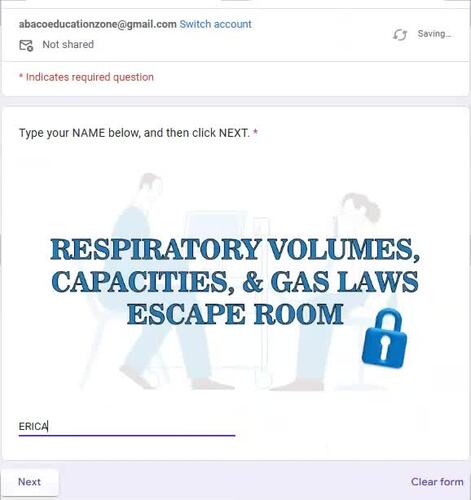 Respiratory Volumes, Capacities, and Gas Laws Escape Room | Respiratory ...