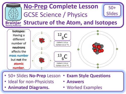 Structure of the Atom, Isotopes - Complete No-Prep Lesson by Brainjar