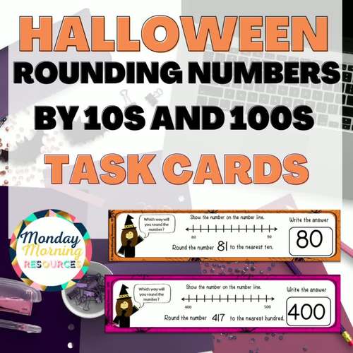 Halloween Rounding Whole Numbers to Nearest 10 and 100 | 3rd Grade Task ...