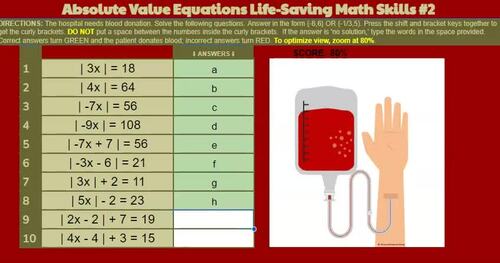 Absolute Value Equations Life-Saving Math Edition by Abaco Education Zone