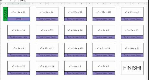 Factoring Trinomials when a=1 Digital Activity Self-Checking Maze