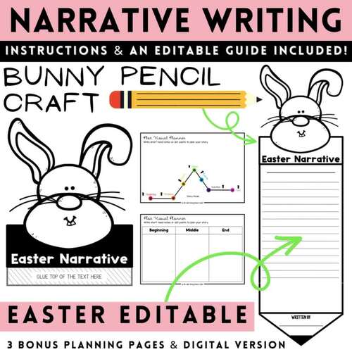 Easter Bunny Narrative Text Writing Display Pencil Craft & Story Planner