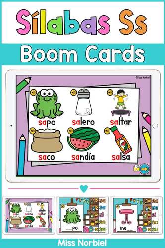 Sílabas con S Boom Cards | Sílabas letra S sa se si so su| Spanish ...