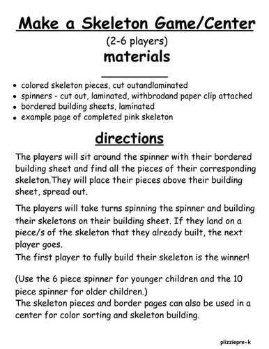 Halloween Make a Skeleton Game/Center by plizziepre-k | TPT