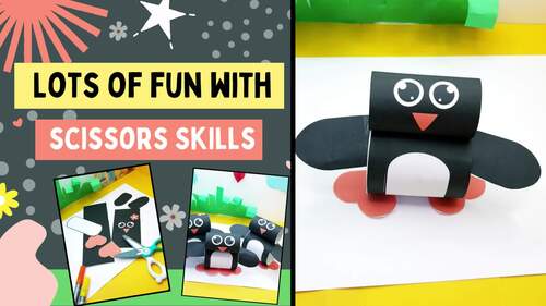 Scissor Skills 2D Shape and Cutting Practice Crafts - Cute penguin